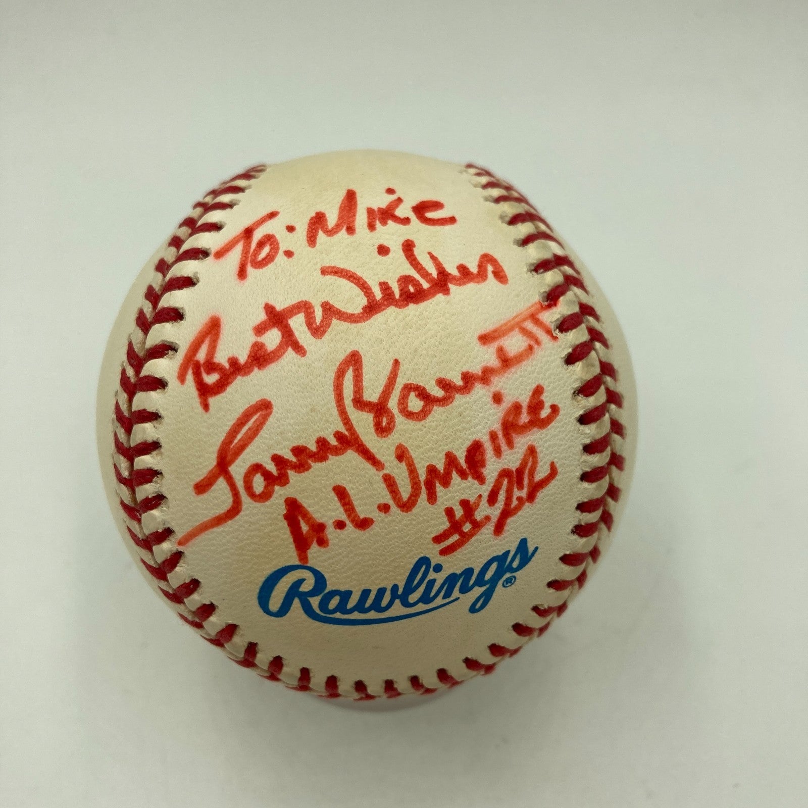 Larry Barnett #22 Umpire Signed American League Baseball — Showpieces ...