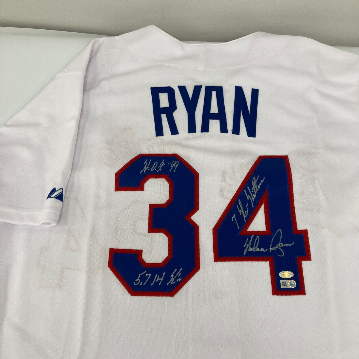 Nolan Ryan Signed Inscribed Texas Rangers Game Model STAT Jersey MLB A ...