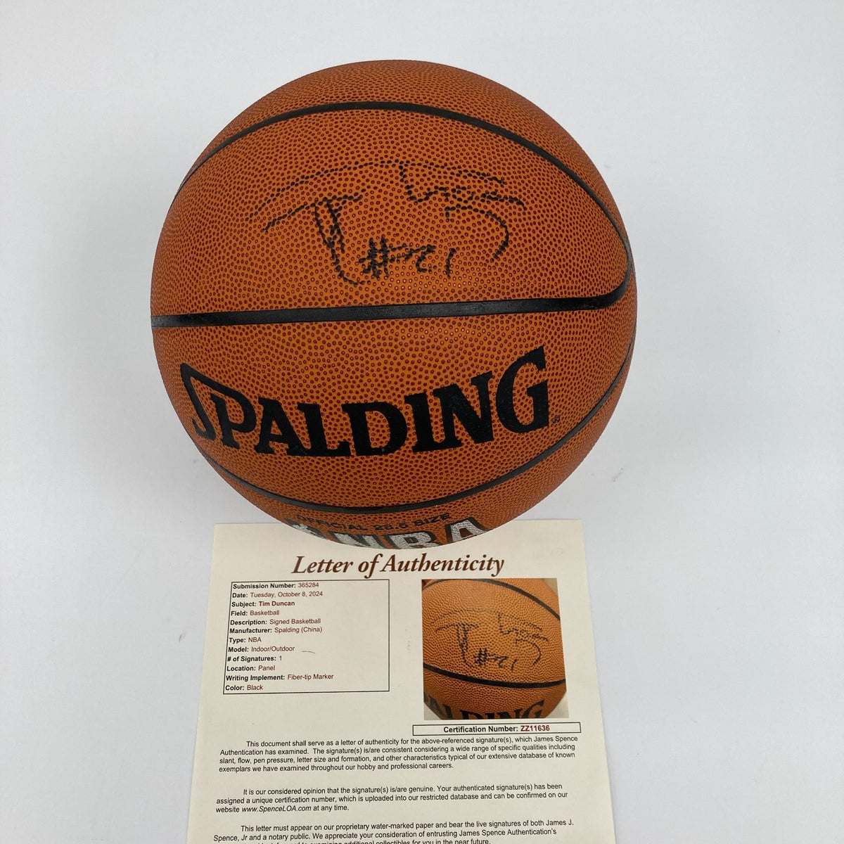 Tim Duncan Signed Spalding NBA Basketball JSA COA — Showpieces Sports