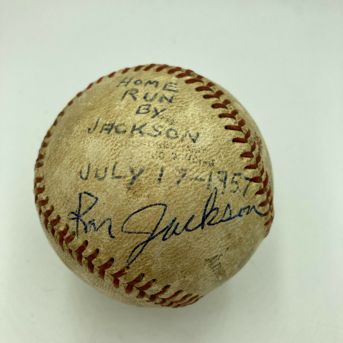 Ron Jackson Signed Actual Home Run Game Used Baseball July 17th, 1957 ...