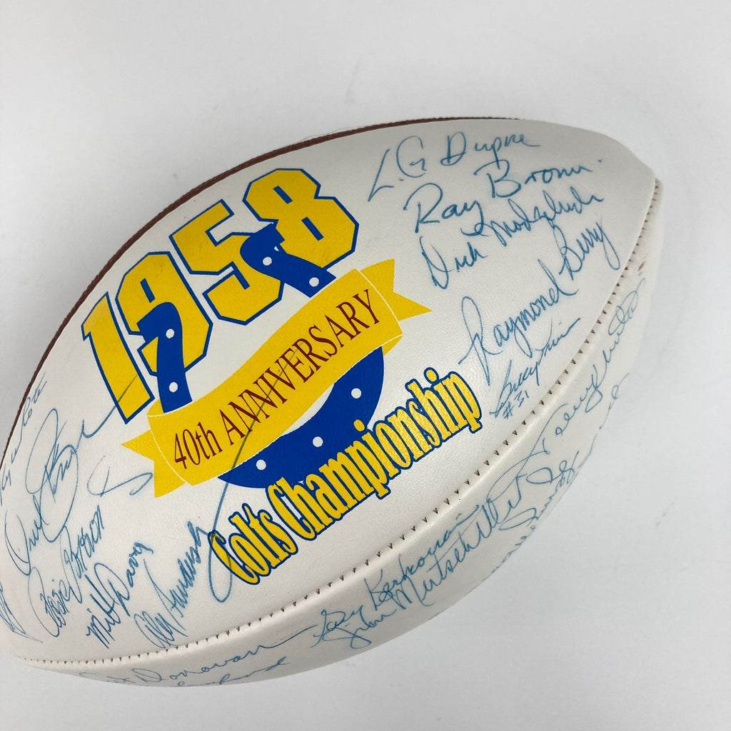 1958 Baltimore Colts NFL Champs Team Signed Football Johnny Unitas JSA ...