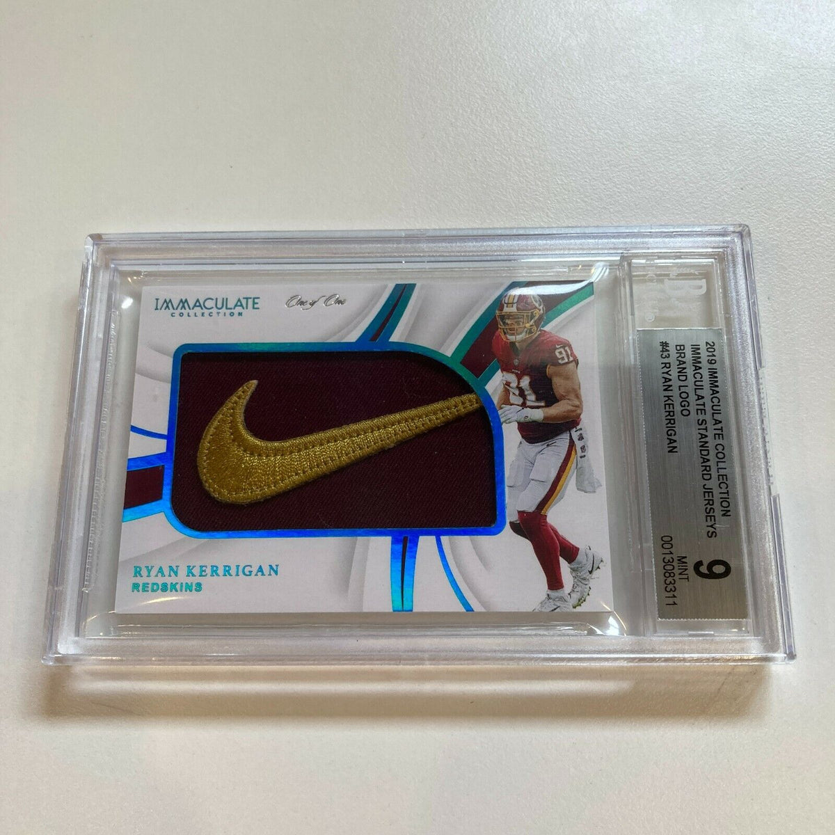 2019 Immaculate Collection Ryan Kerrigan Logo Patch 1/1 One Of One BGS ...