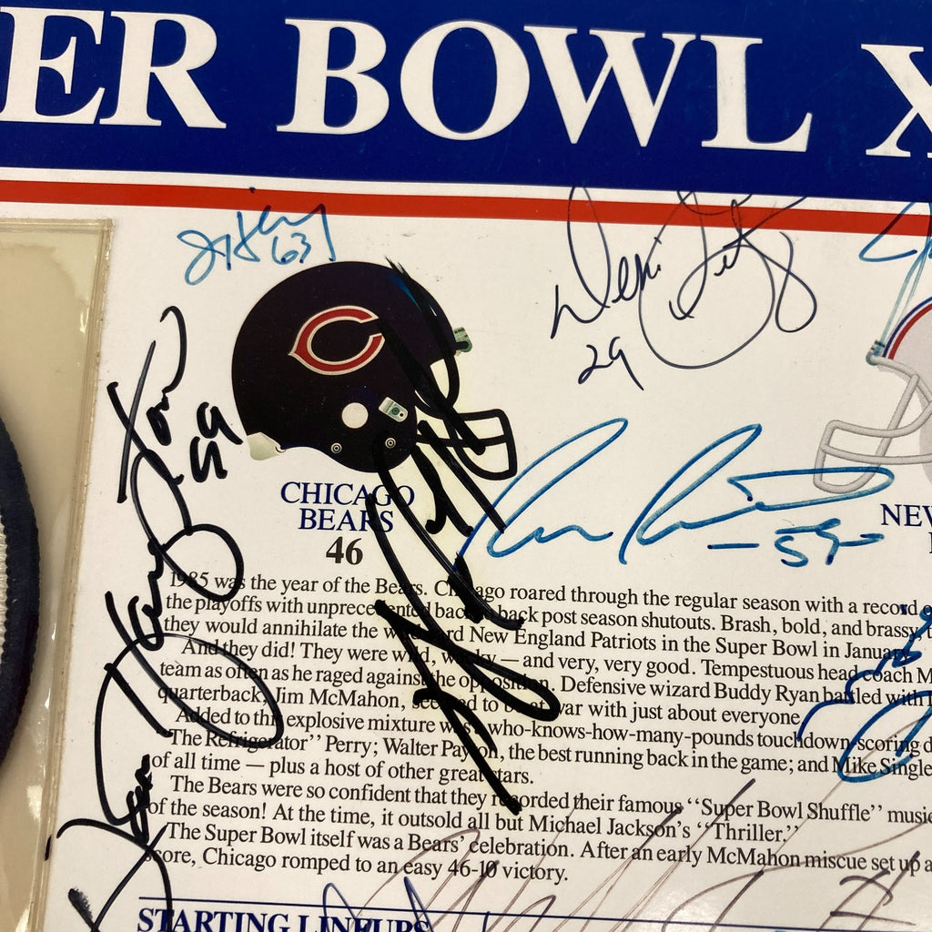 1985 Chicago Bears Super Bowl Champs Team Signed Patch Walter Payton P ...