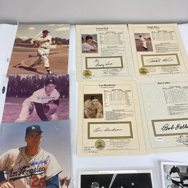 Lot Of (18) Signed MLB Baseball Photos Jose Canseco Bob Feller Don Lar — Showpieces Sports
