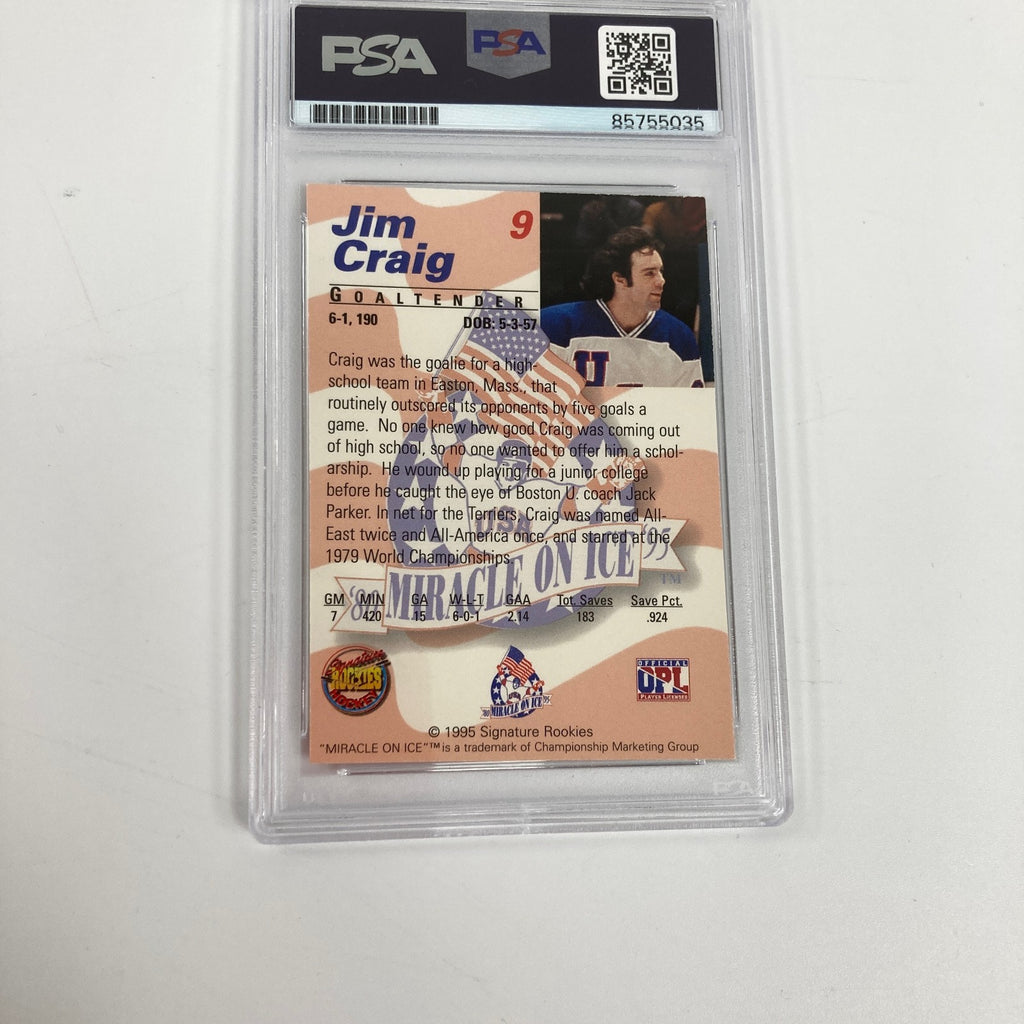 Jim Craig Signed 1995 Signature Rookies Miracle on Ice Card #9 PSA DNA ...