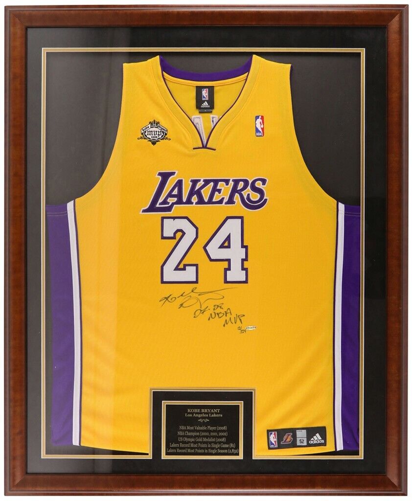Kobe Bryant 2007-08 NBA MVP Signed Pro Cut Los Angeles Lakers Jersey U ...