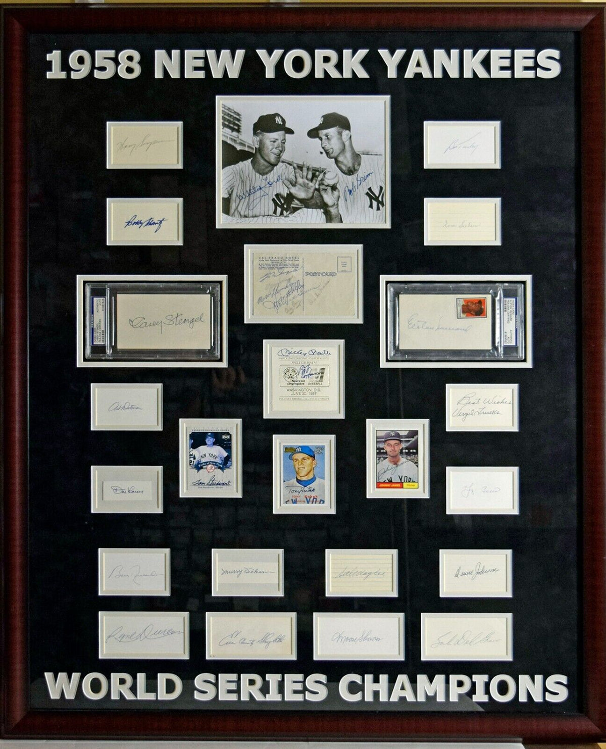 1958 New York Yankees World Series Champs Team Signed Framed Display ...