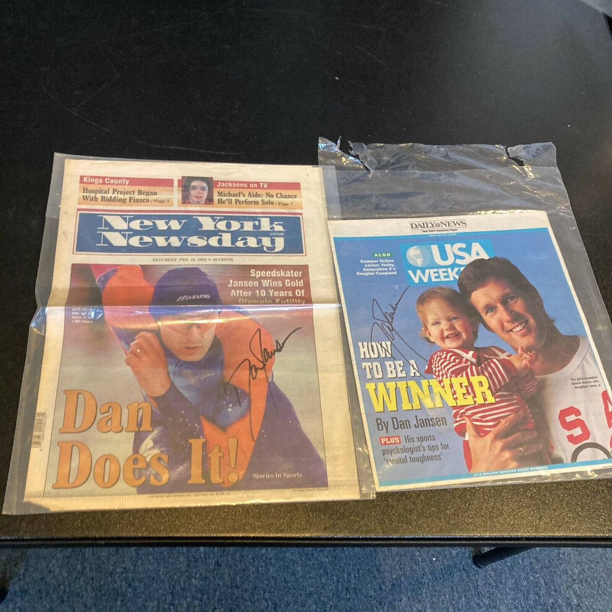 Lot Of (2) Dan Jansen Signed Autographed Newspapers — Showpieces Sports