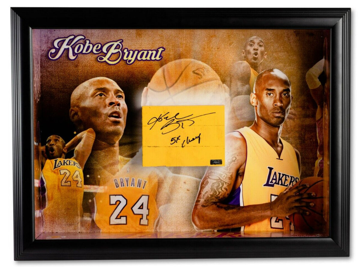 Kobe Bryant 5x NBA Champs Signed Lakers Game Used Floor PSA DNA & Pani ...