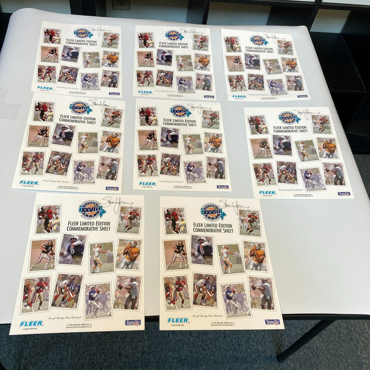 Lot Of (8) Steve Young Signed 1993 Fleer Super Bowl Photo Sheets ...
