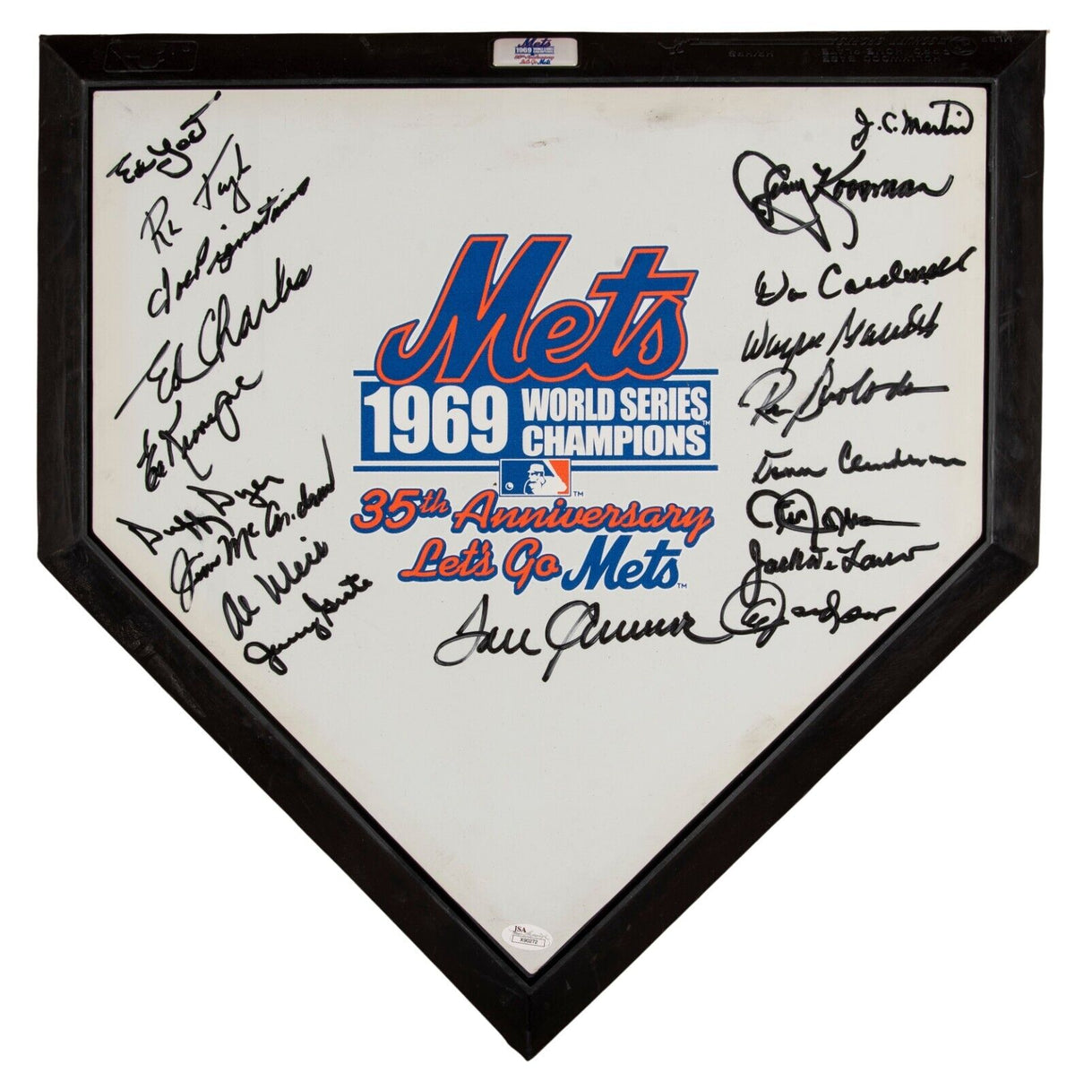 1969 New York Mets World Series Champs Team Signed Home Plate JSA COA ...