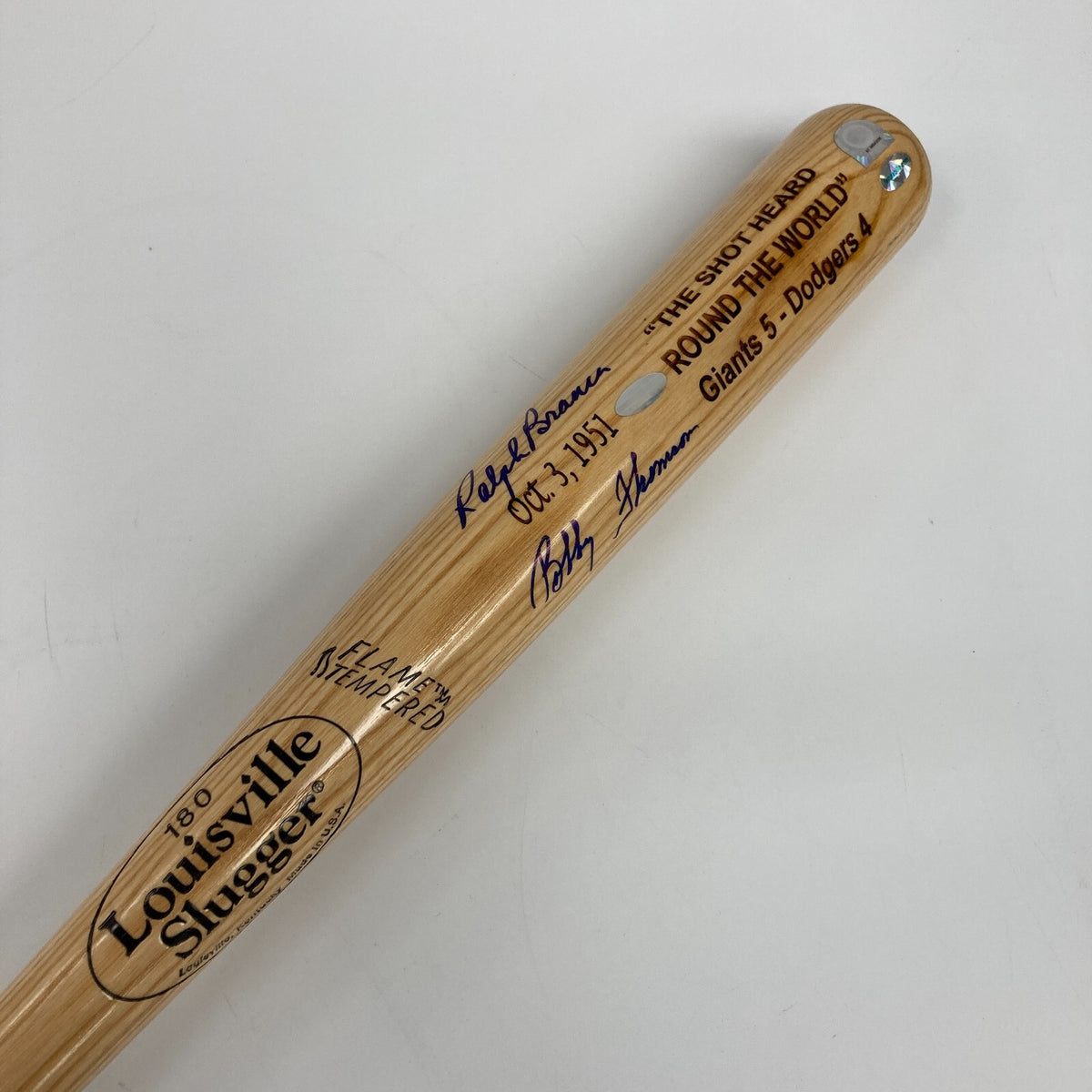 Bobby Thomson Ralph Branca Shot Heard 'Round The World Signed Bat Beck ...