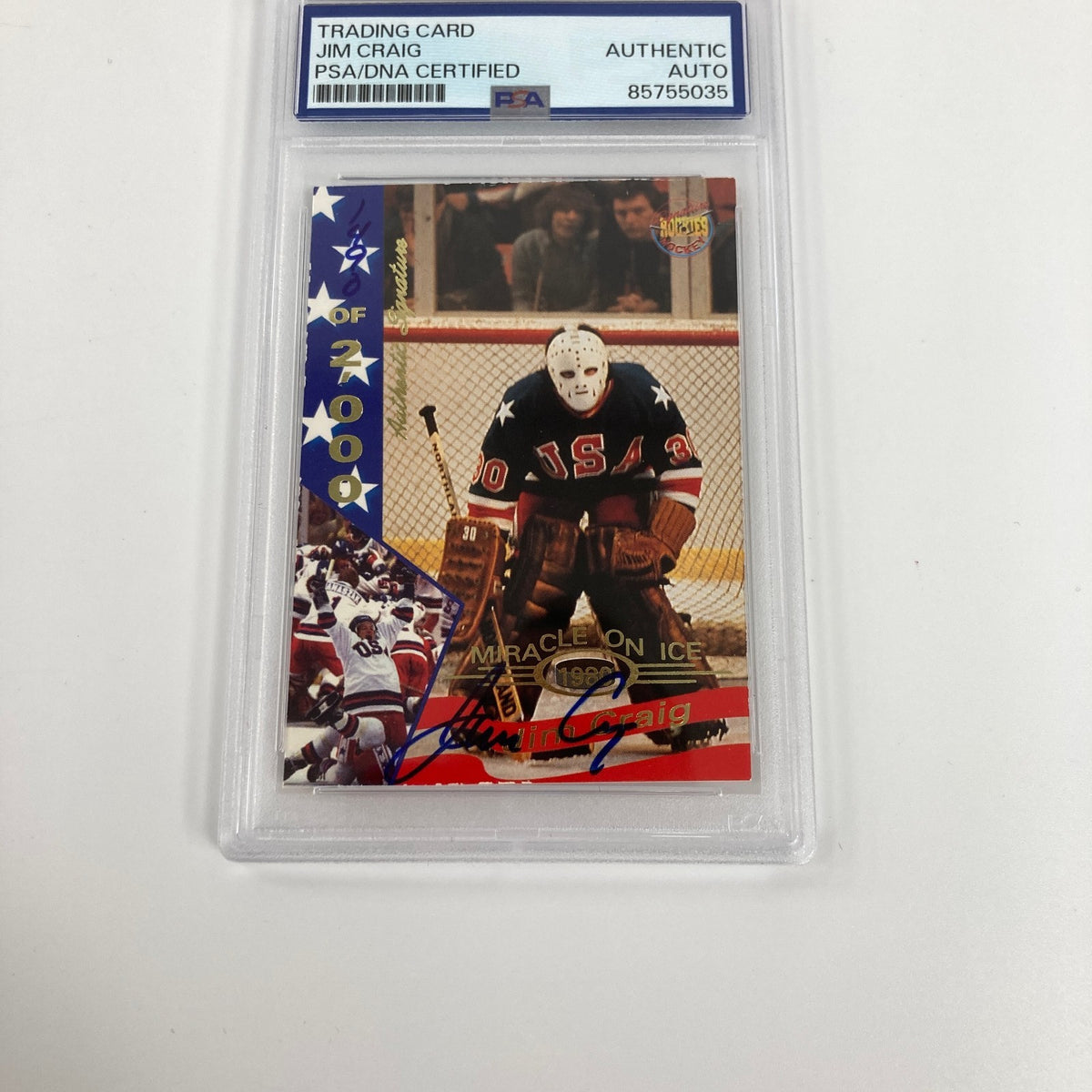 Jim Craig Signed 1995 Signature Rookies Miracle on Ice Card #9 PSA DNA ...