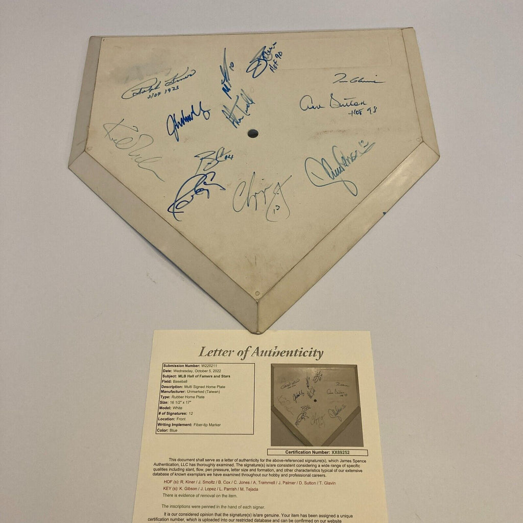 Chipper Jones John Smoltz Tom Glavine HOF Legends Signed Home Plate JS ...