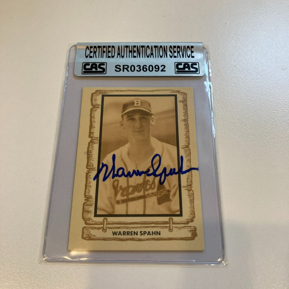 Warren Spahn Signed Pacific 1980 Baseball Card CAS Certified Auto ...