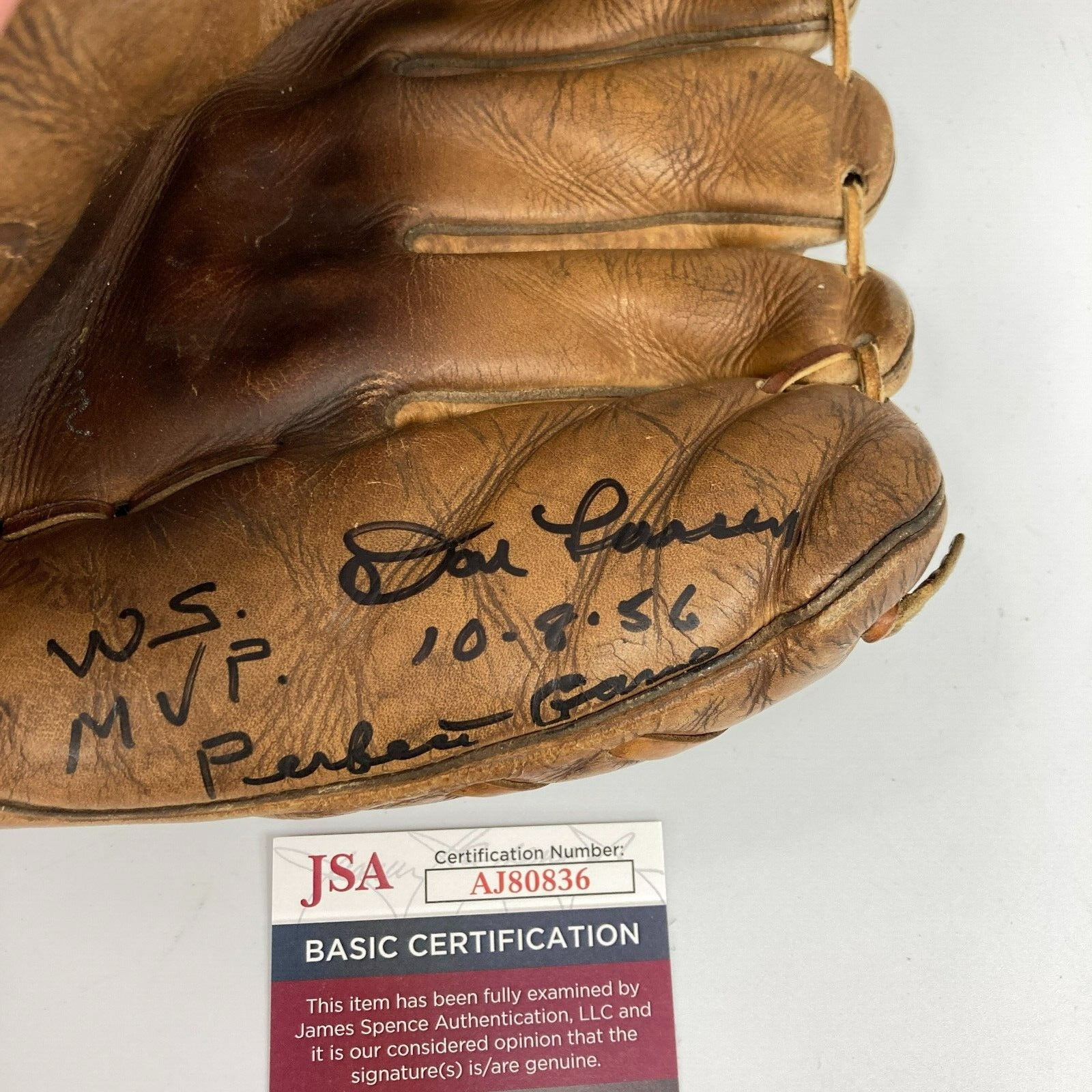 Don Larsen Perfect Game Signed 1950's Spalding Game Model Baseball Glo ...