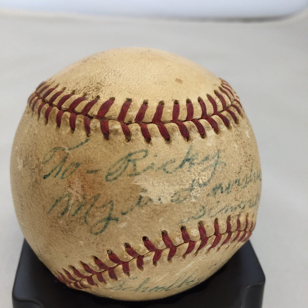 Rare 1940's Schoolboy Rowe Single Signed Game Used AL Harridge Basebal ...