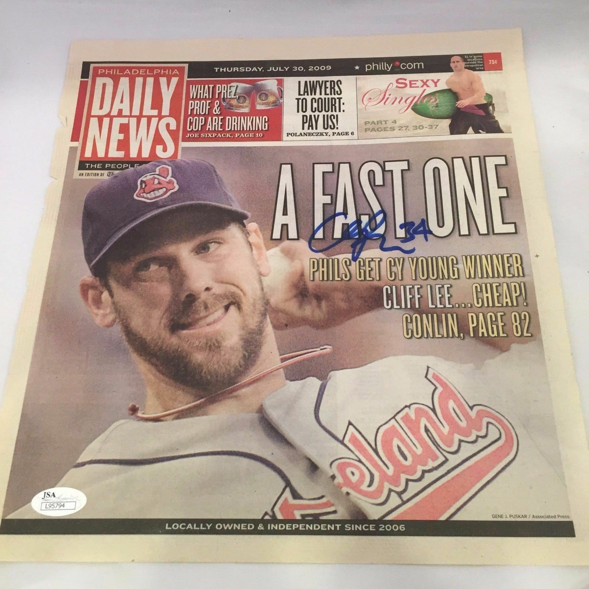 Rare Cliff Lee Signed Autographed Philadelphia Phillies Front Page New ...